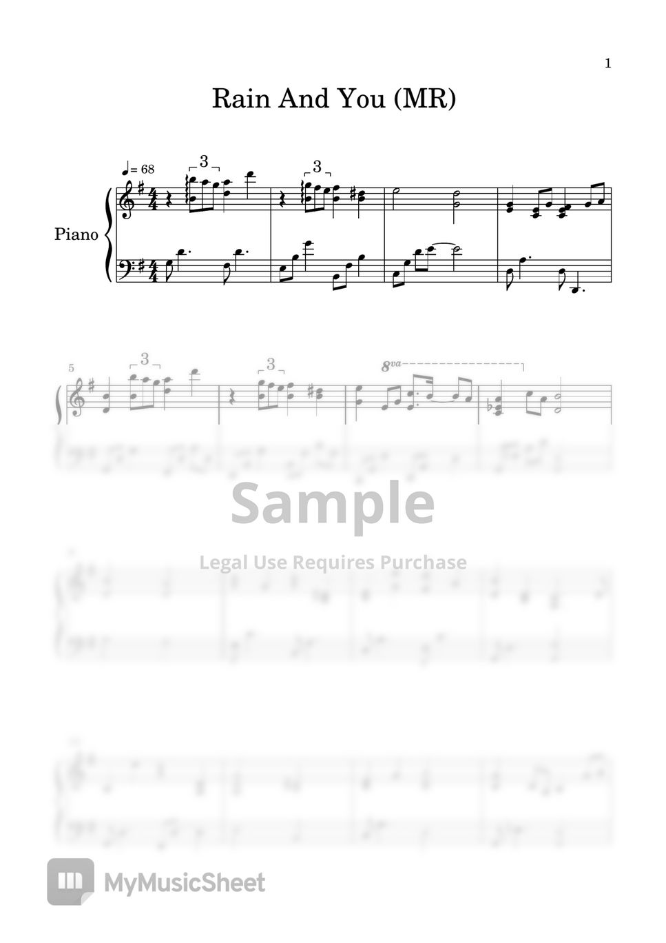 Lee Mu Jin - Rain and You Sheets by Just Music And Film