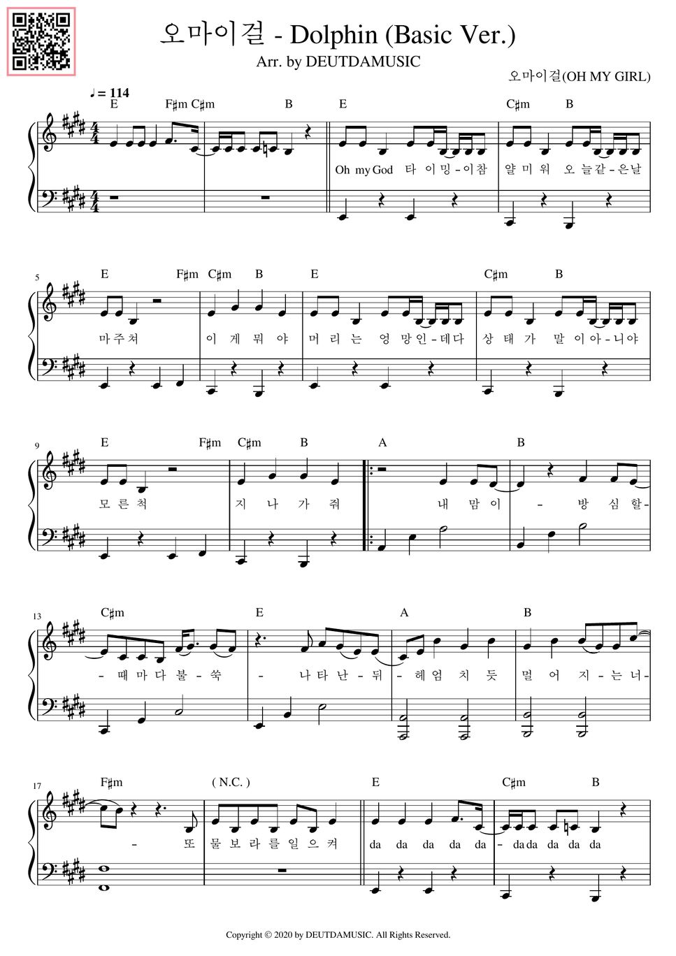Oh My Girl오마이걸 Dolphin Basic Ver Sheet By Deutdamusic