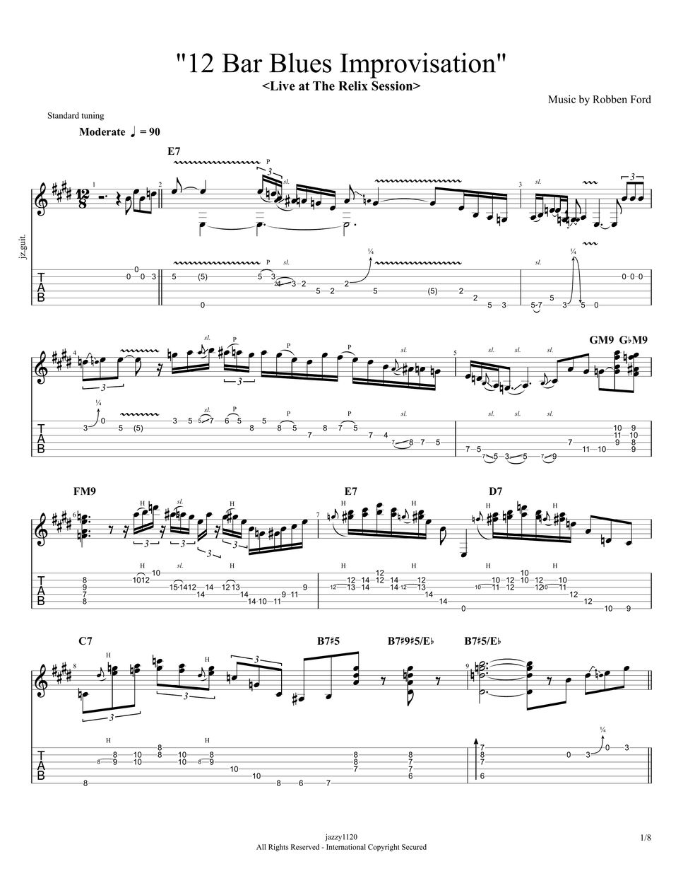 Robben Ford - 12 Bar Blues Improvisation (The Relix Session) Tab ...