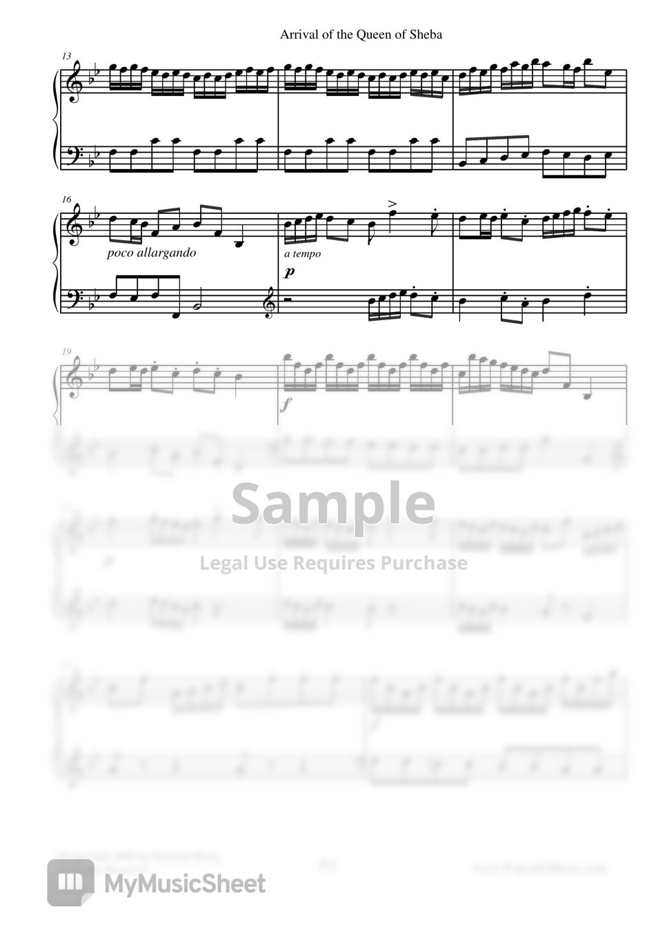 Handel - Arrival of the Queen of Sheba - Best Classical Piano Music 악보 ...