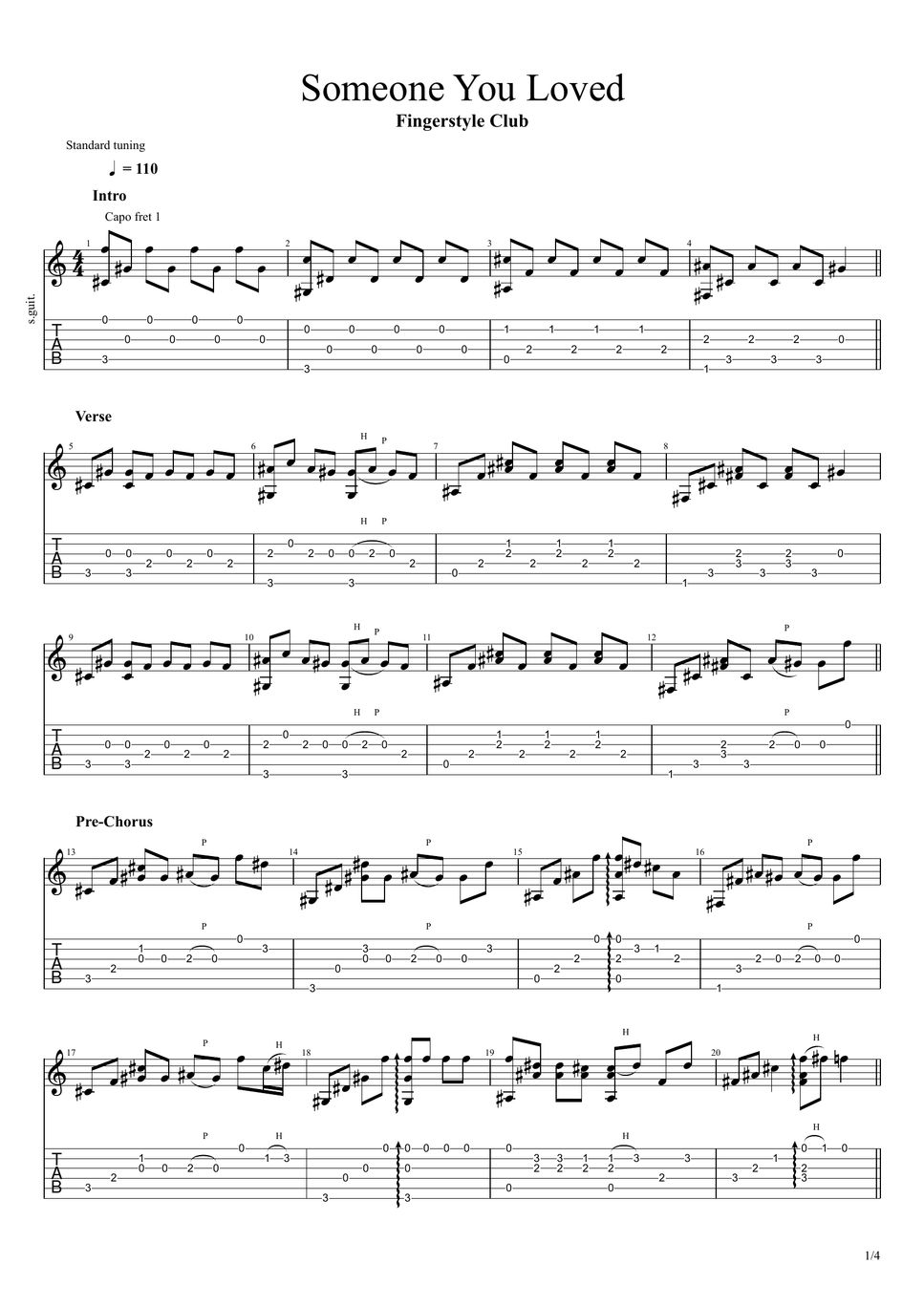 Lewis Capaldi - Someone You Loved Partition musicale by Fingerstyle Club