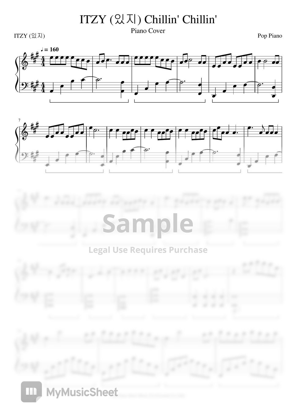 ITZY (있지) - Chillin' Chillin' Sheet Music by Pop Piano