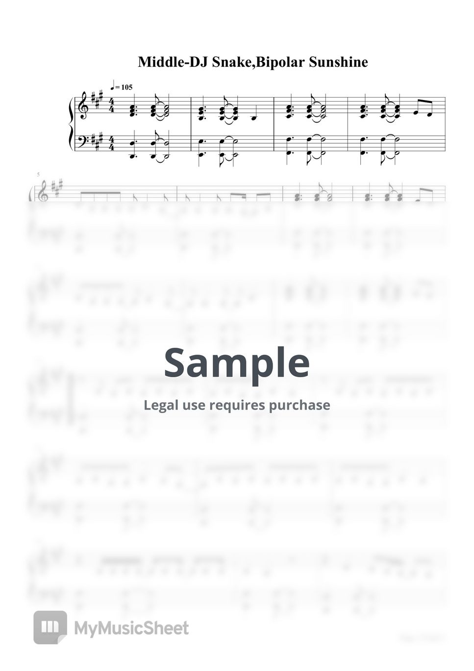 DJ Snake - Middle (DJ Snake,Bipolar Sunshine) Sheet Music by Yilun