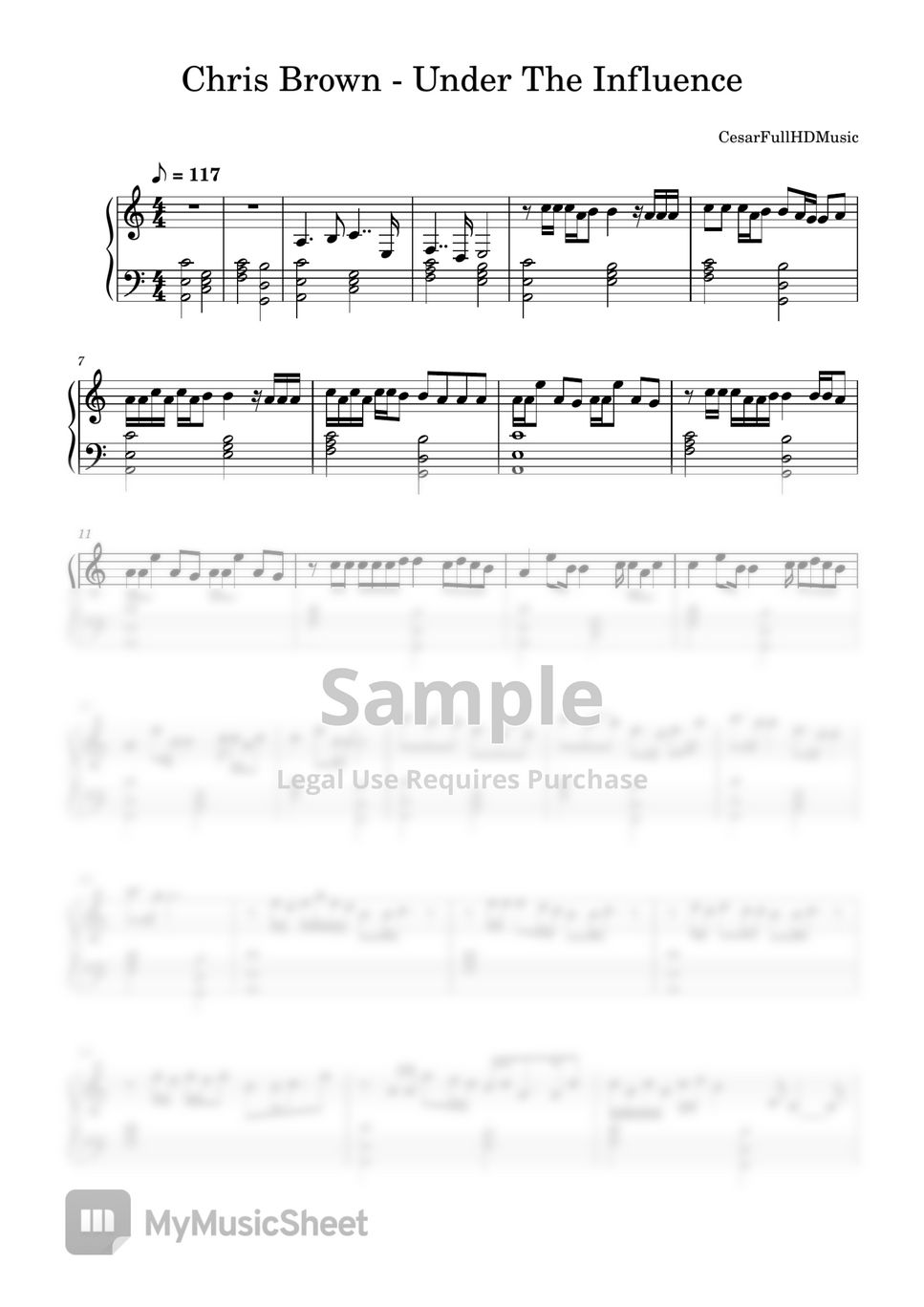 Chris Brown - Under The Influence Sheets