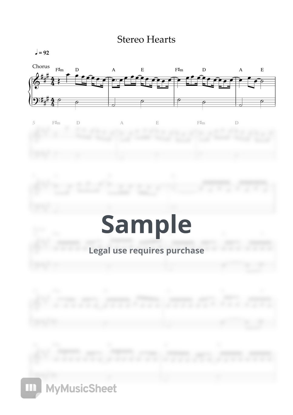 Gym Class Heroes ft. Adam Levine - Stereo Hearts (EASY PIANO SHEET ...
