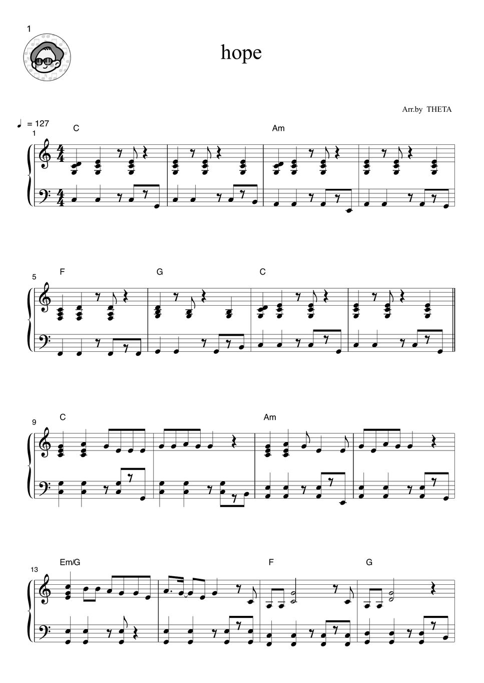 Makaroni Enpitsu - hope Sheet by THETA PIANO