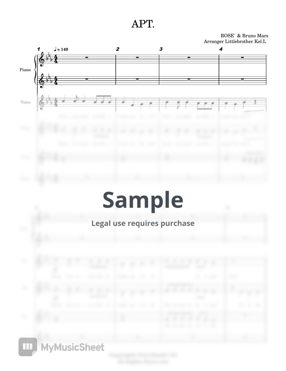 ROSÉ & Bruno Mars - APT (Choir) Sheet Music