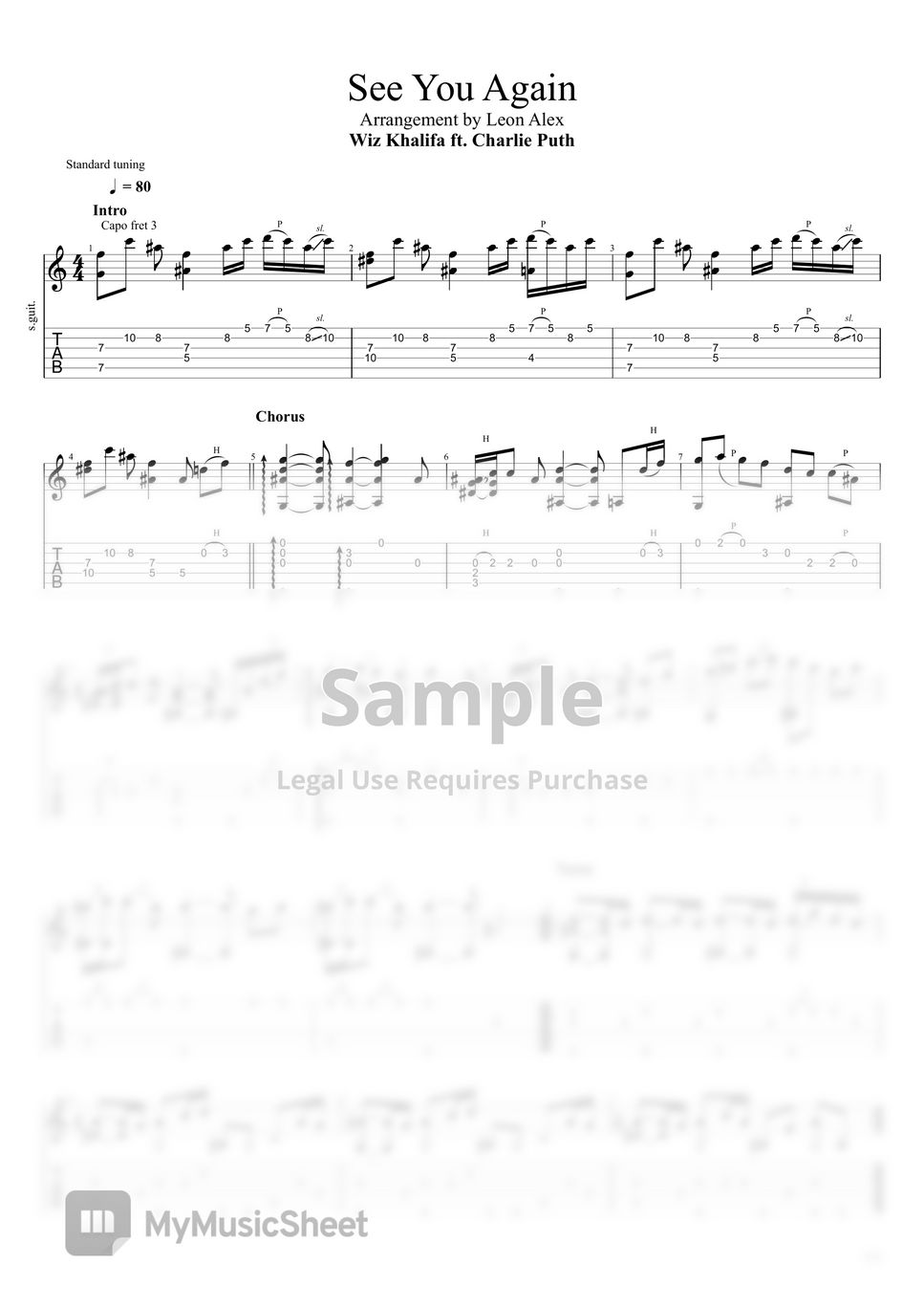 Wiz Khalifa ft. Charlie Puth - See You Again Partitura by Leon Alex