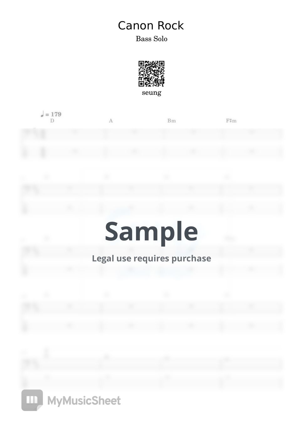 seung - canon rock bass solo 楽譜 by seung