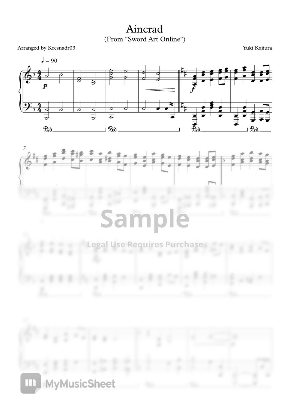 Sword Art Online - Aincrad 악보 by Kresnadr03