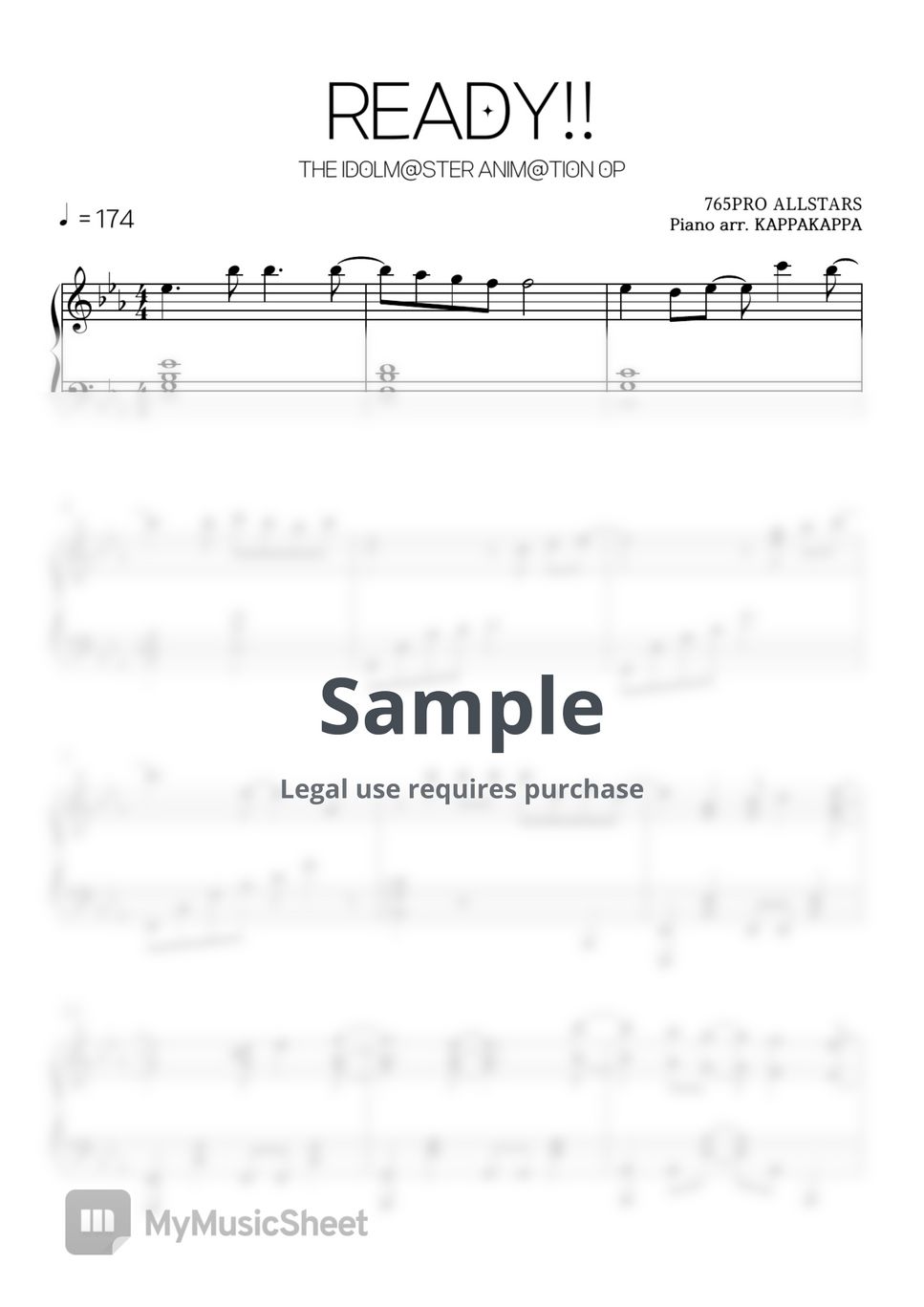 765PRO ALLSTARS - READY!! (アイドルマスター OP) Sheet Music by カッパカッパ