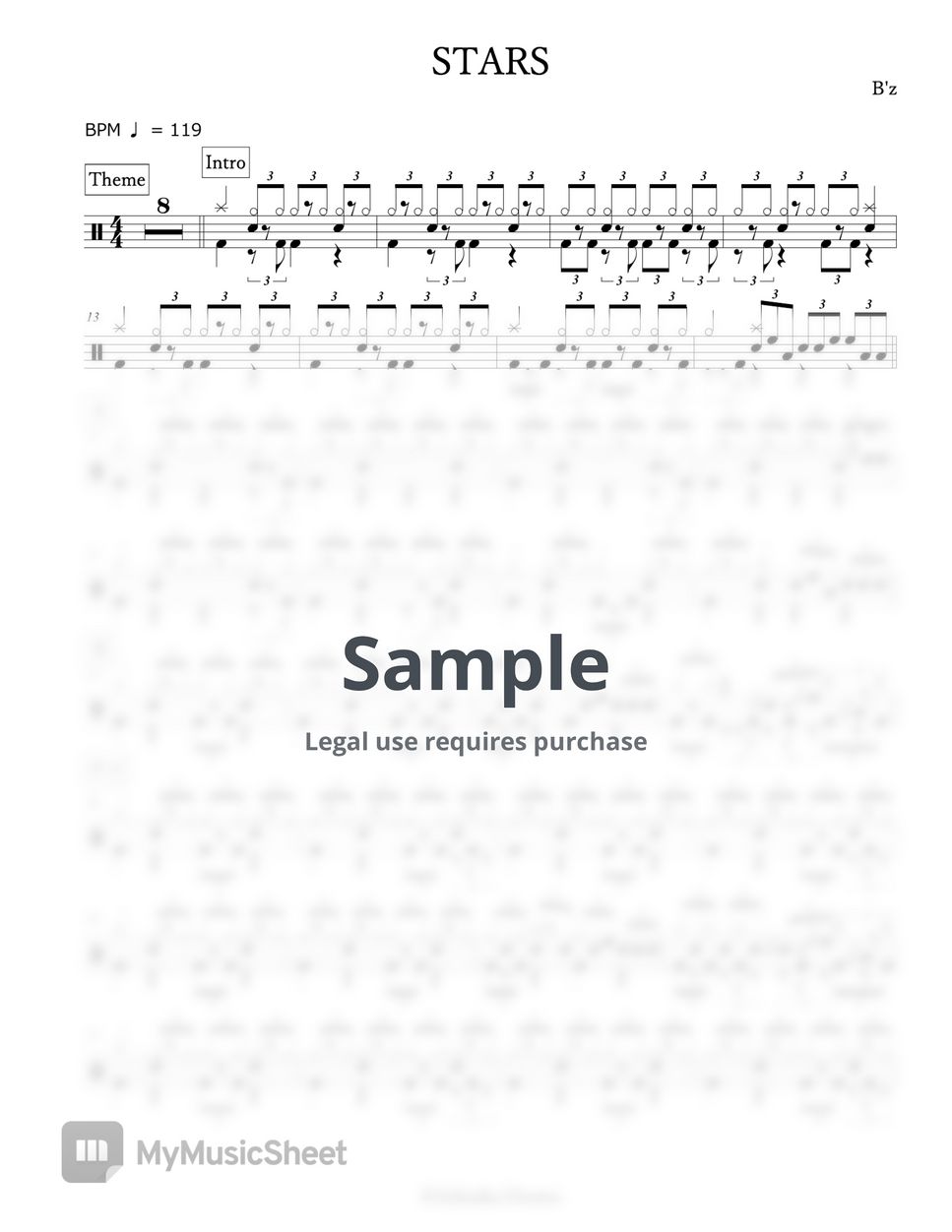B'z - STARS Sheets by Arkadia Drums