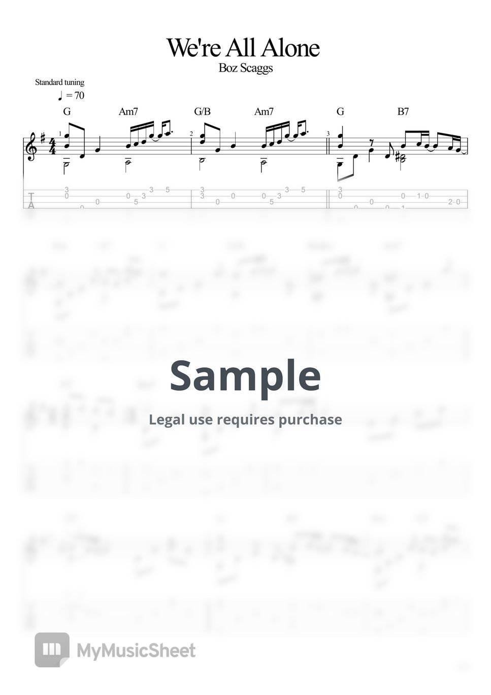 Boz Scaggs - We're All Alone Acoustic Guitar TAB PDF | Boz Scaggs ...