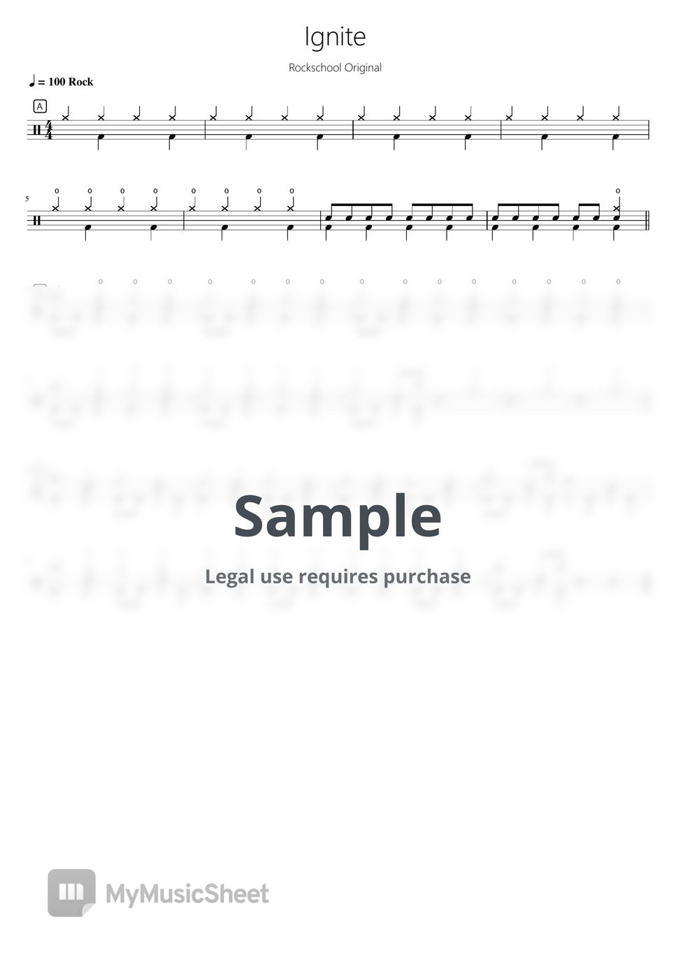 Rockschool Original - Ignite【Rock school Drum 2024 Lv1】 Sheet Music by 看哦爱随风