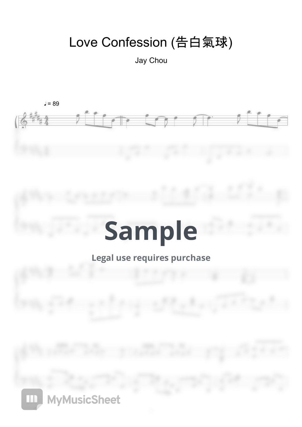 周杰倫 (Jay Chou) - 告白氣球 (Love Confession) (Sheet Music, MIDI,) Sheets by sayu