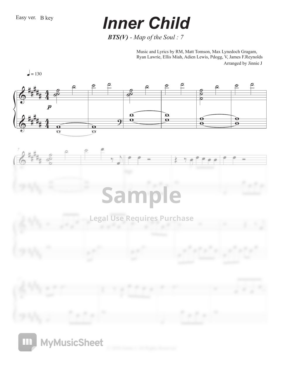 BTS (방탄소년단) - Inner Child (Intermediate Lv.) Sheets by Jinnie J