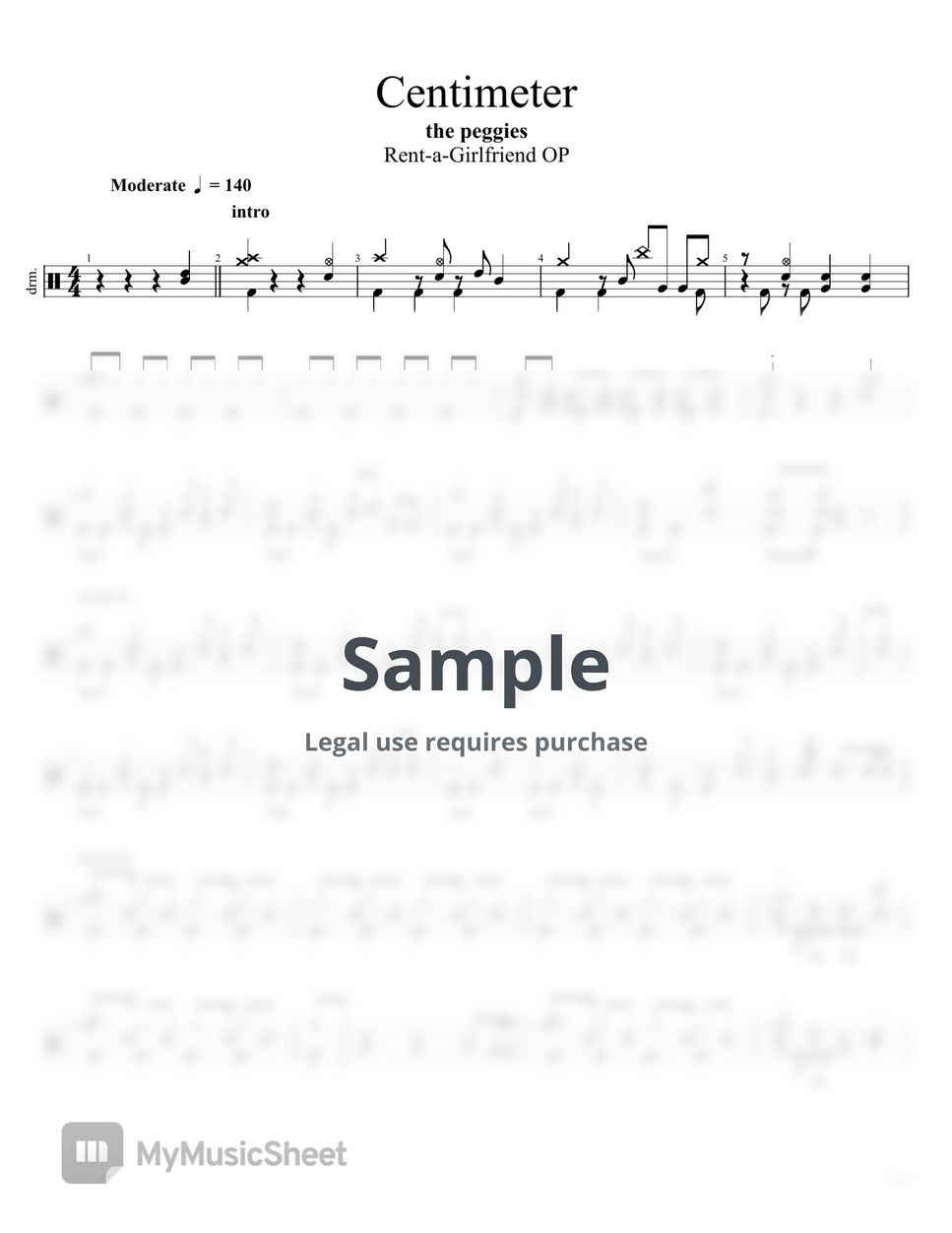 The Peggies Centimeter DRUMS Sheets By 