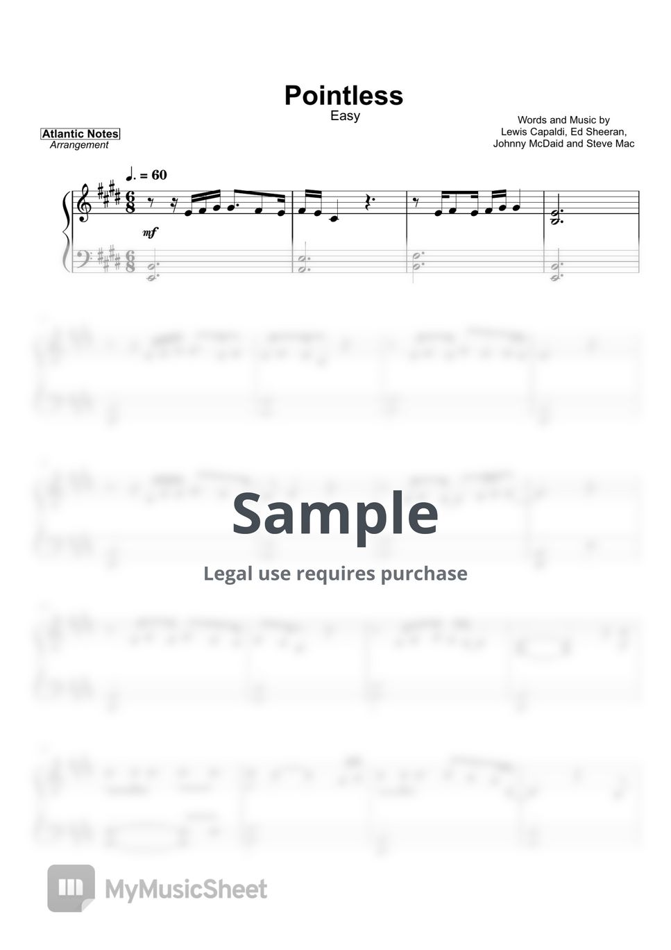 Lewis Capaldi - Pointless Sheet Music by Atlantic Notes