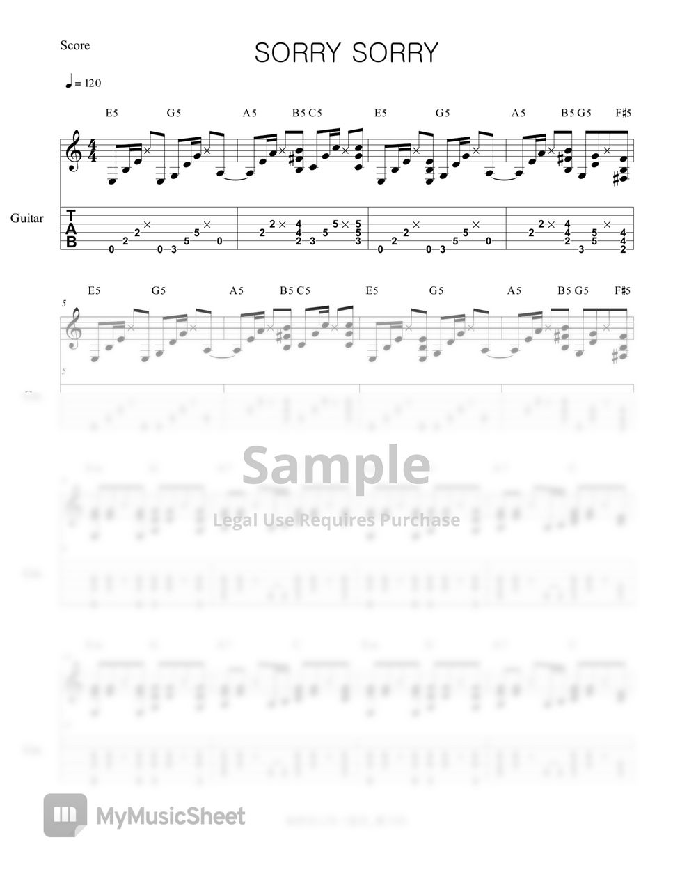 슈퍼주니어(super junior) - 쏘리 쏘리(sorry, sorry) Sheets by 젼언니