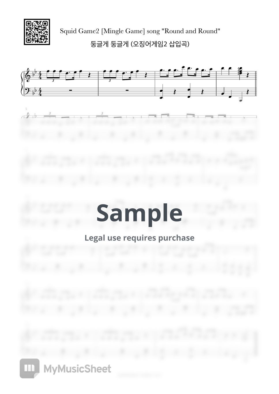 Squid Game2 Mingle game song (Round and Round) Sheet Music by CHAMSAE JAZZ