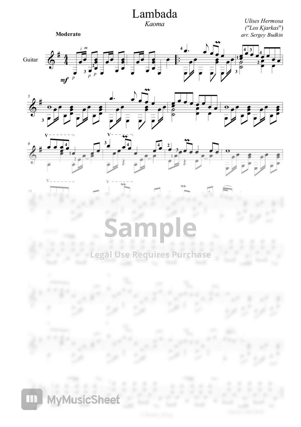 Kaoma - Lambada 楽譜 by Buddy_King
