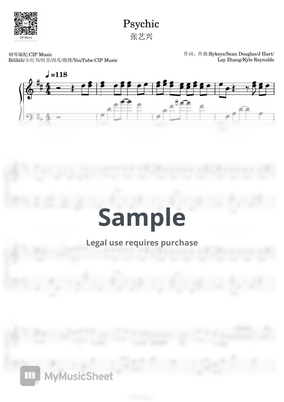 张艺兴 - Psychic Sheet Music by CIP Music