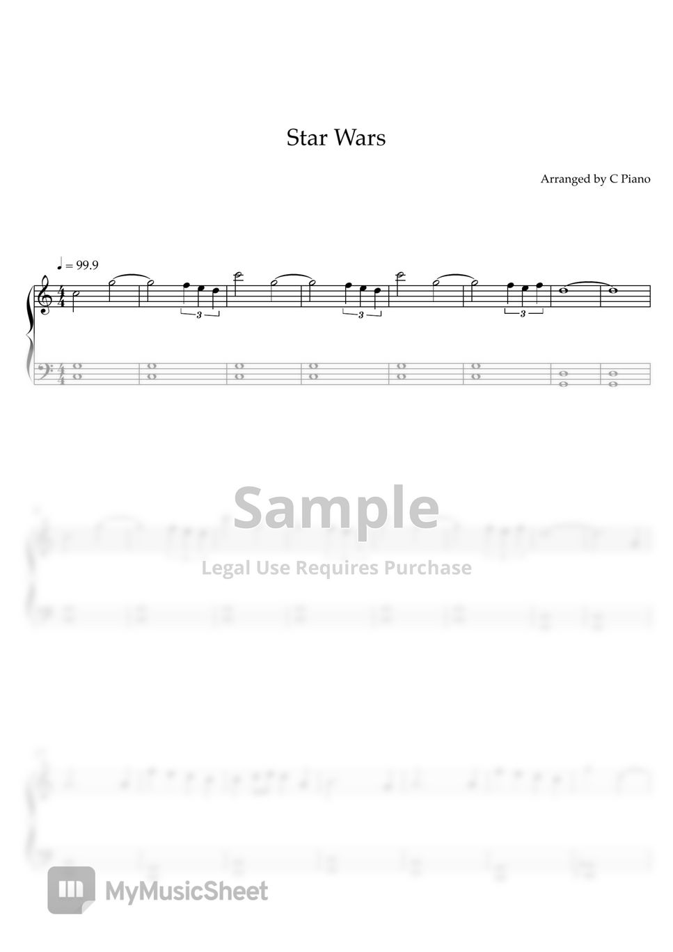 John Williams Star War Main Theme Easy Version Sheets By C Piano
