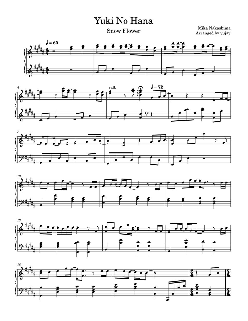 Mika Nakashima - Yuki no Hana 악보 by yujay