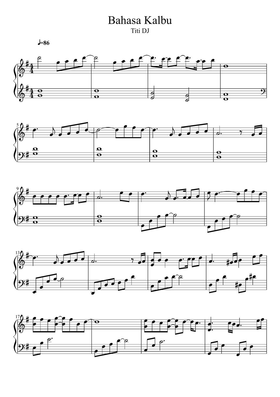 Titi DJ - Bahasa Kalbu Sheets by Henry William