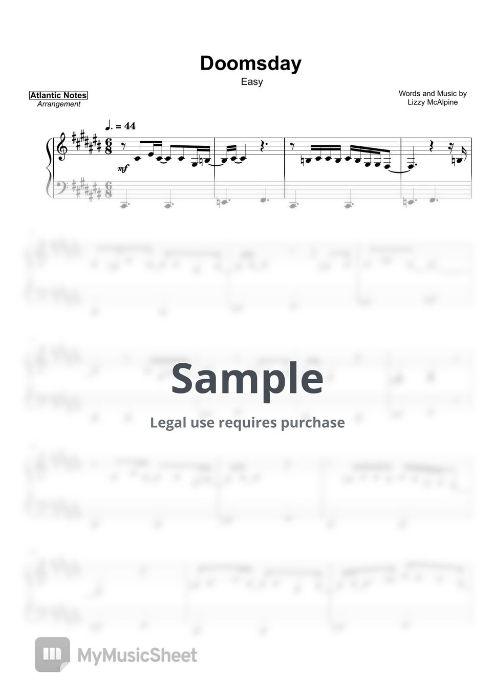 Lizzy McAlpine - Doomsday Sheet Music by Atlantic Notes