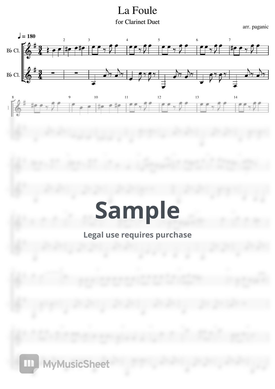 Edith Piaf - La Foule (for Clarinet Duet) (클라리넷 듀엣/ Clarinet Duet) 악보 ...