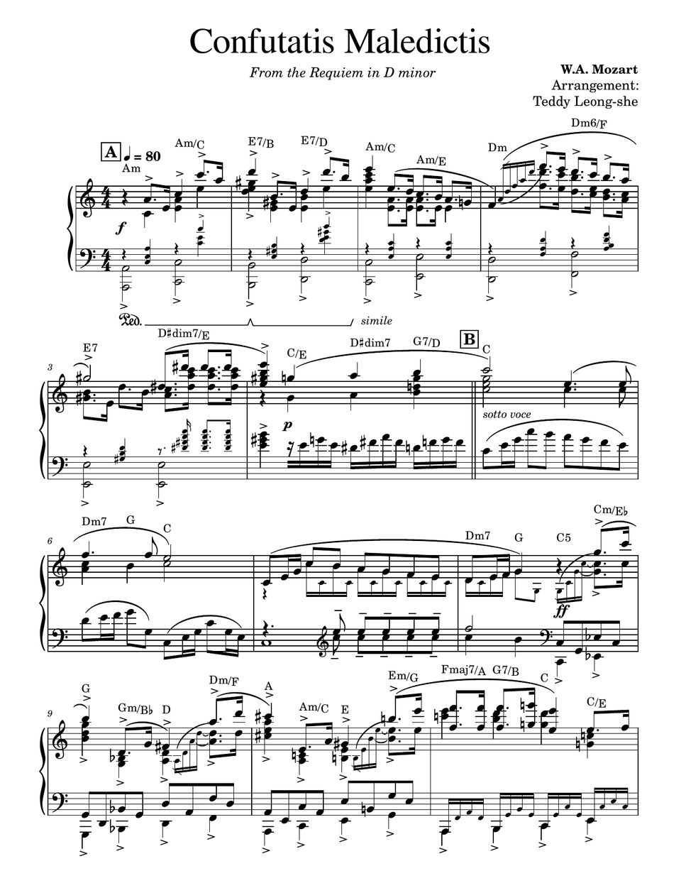 W.A. Mozart - Confutatis Maledictis 樂譜 by Teddy LEONG-SHE