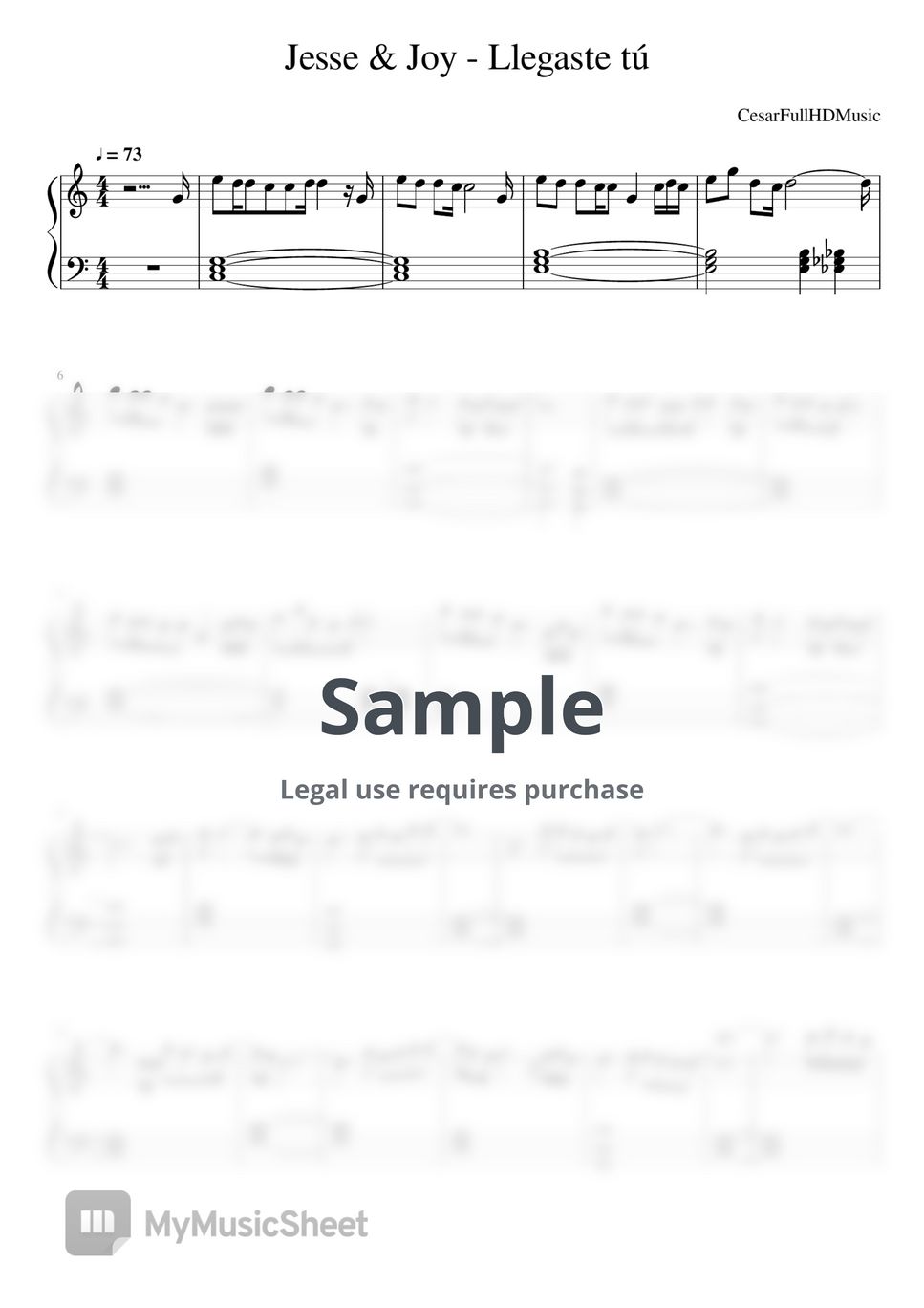 Jesse & Joy - Llegaste tú Sheets