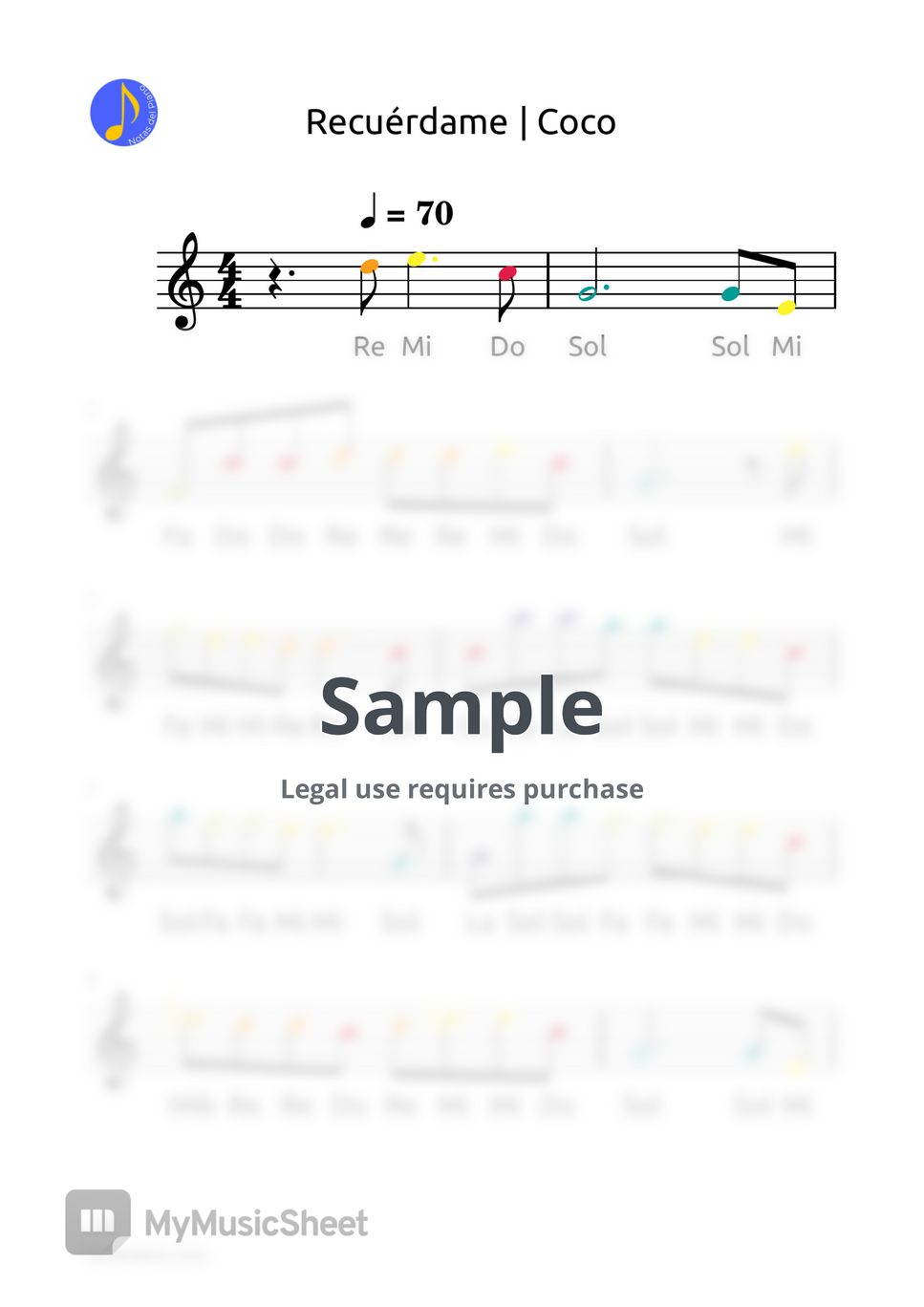Kristen Anderson Lopez - Recuérdame (Coco) Sheet Music by Rosalinda Colella