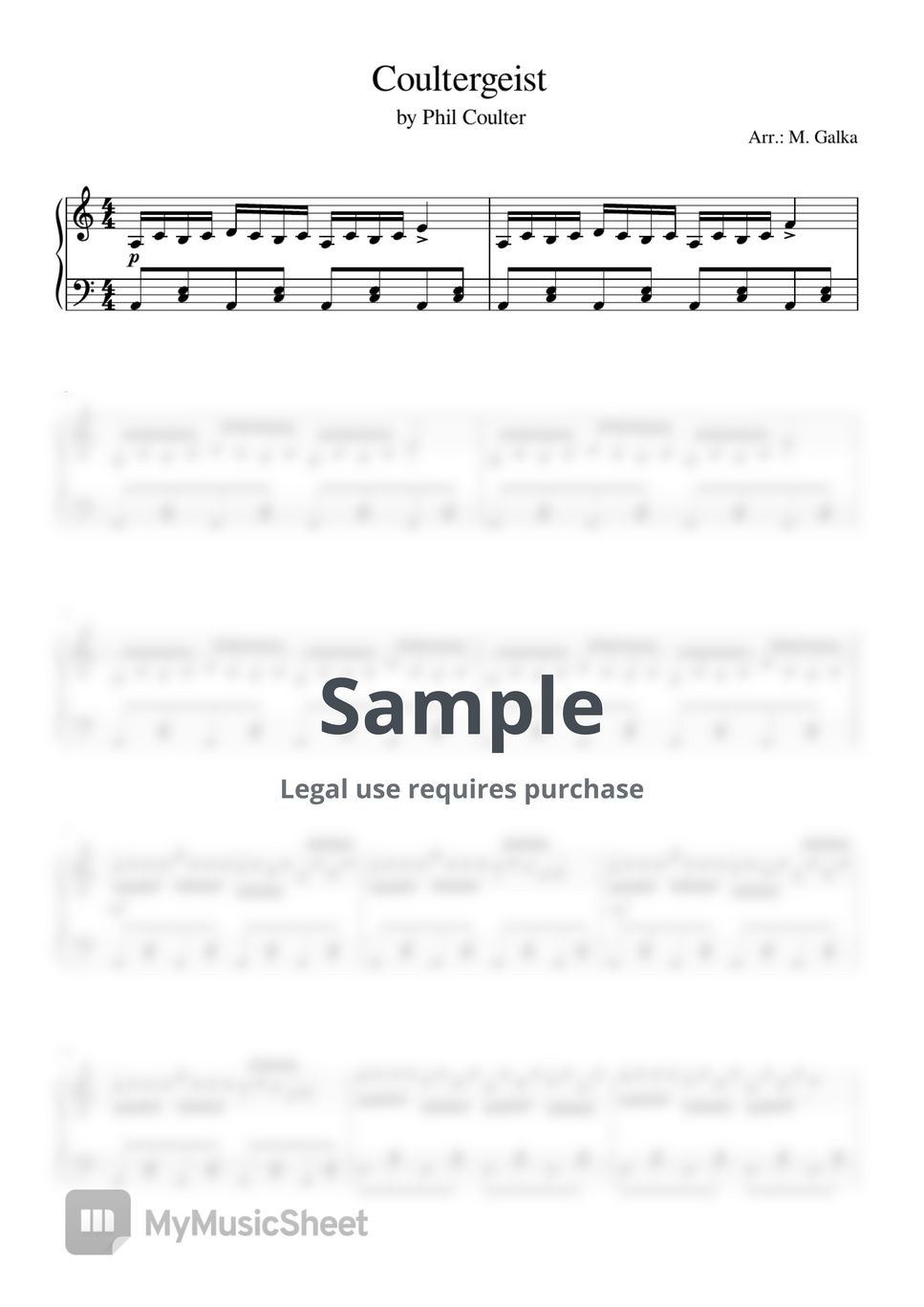 Phil Coulter - Coultergeist Piano Cover Noten by Magdalena Galka