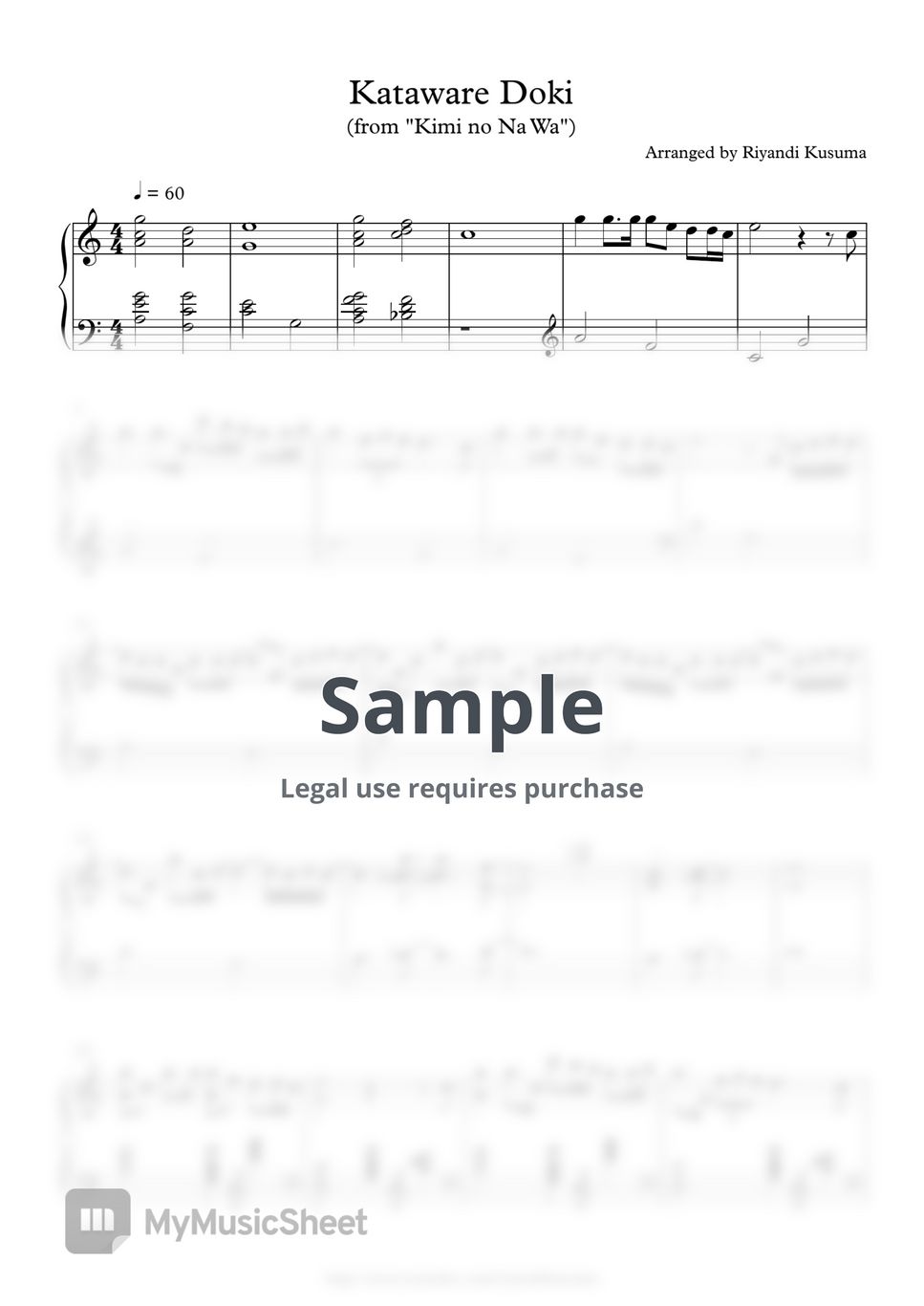 Kimi no Na Wa - Kataware Doki 악보 by Riyandi Kusuma