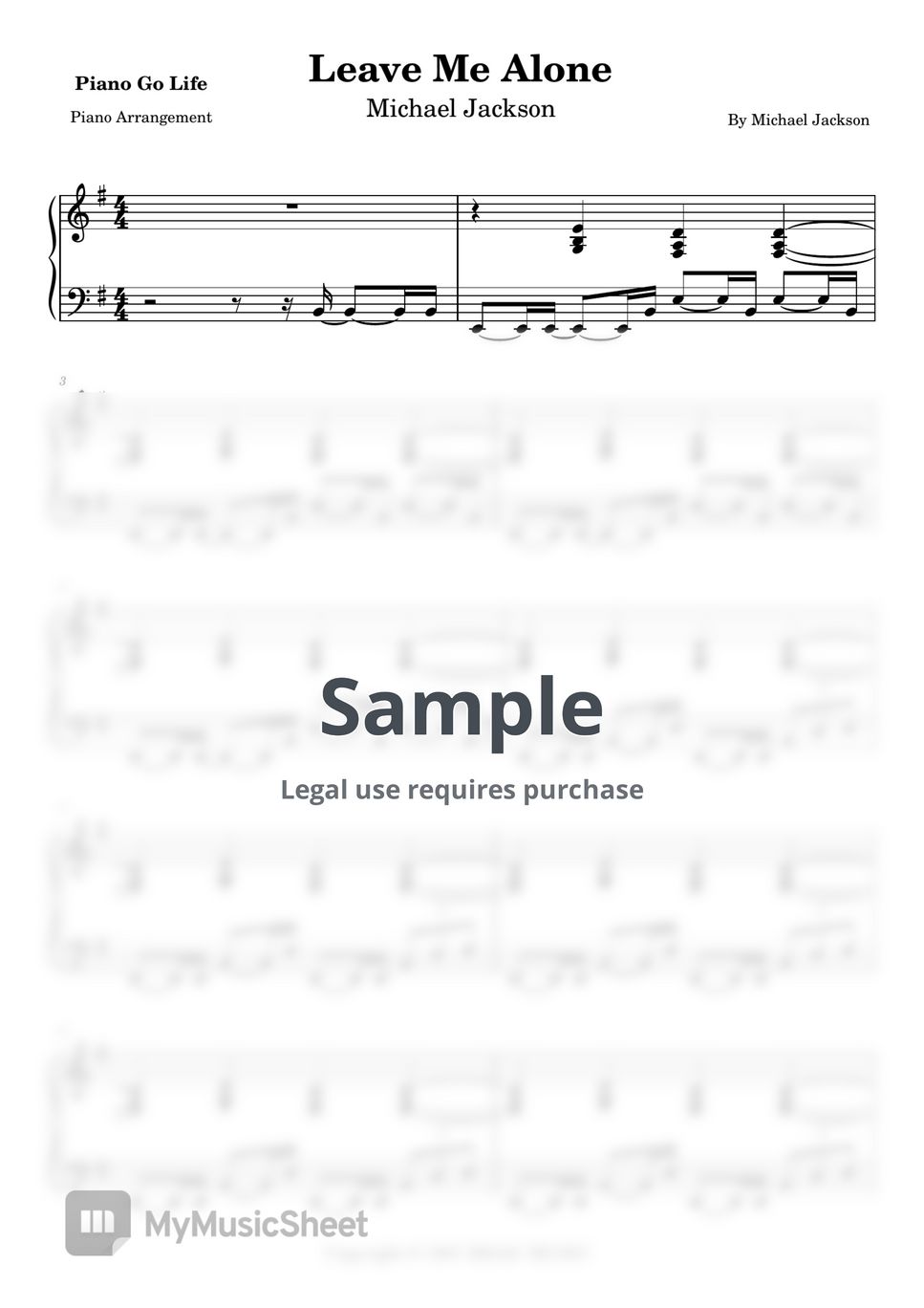 Michael Jackson - Leave Me Alone 악보 by Piano Go Life