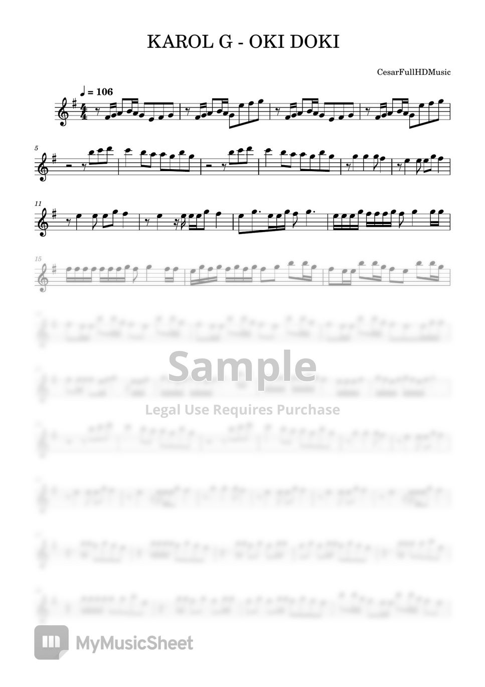 KAROL G - OKI DOKI 악보