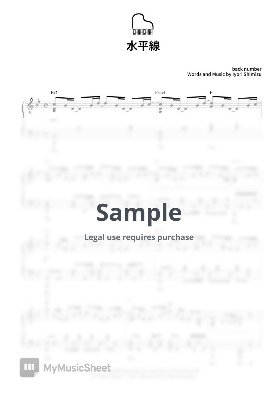 back number - Suiheisen Sheet Music by CANACANA family