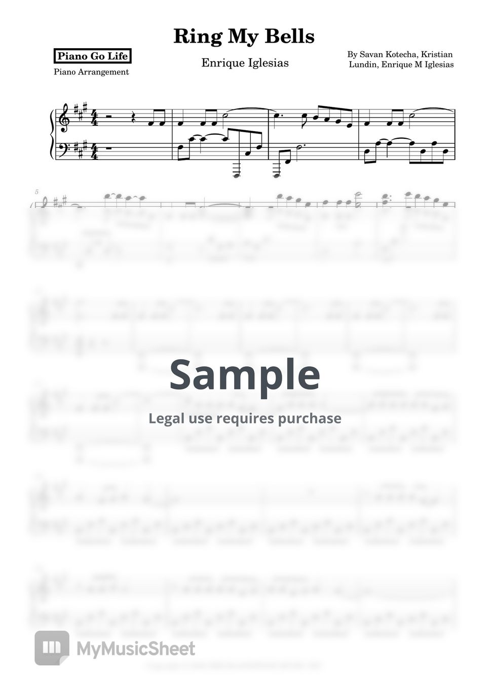 Enrique Iglesias - Ring My Bells 樂譜 by Piano Go Life