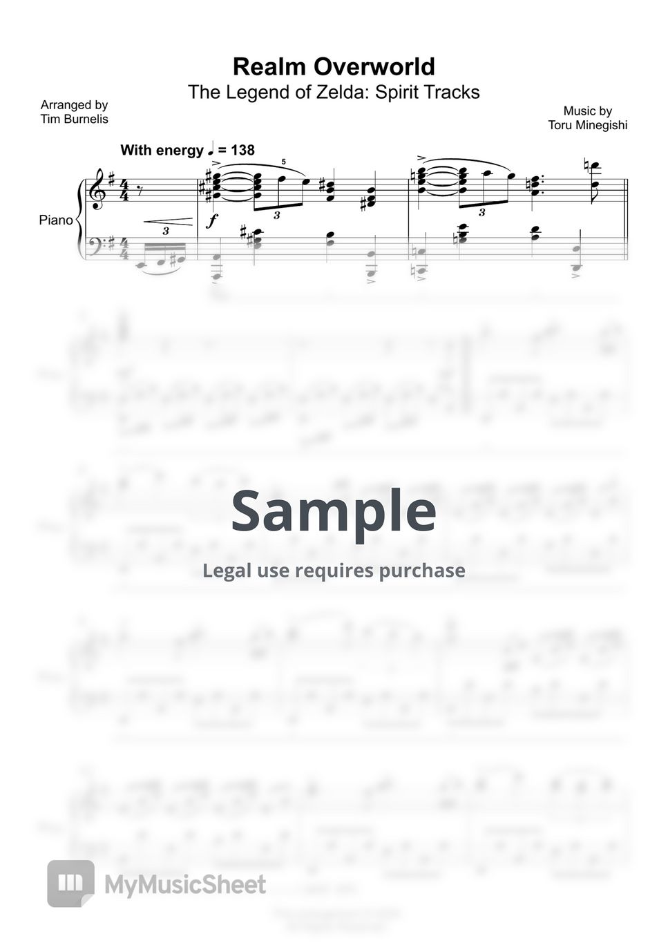 The Legend of Zelda: Spirit Tracks - Realm Overworld Sheet Music by Tim Burnelis