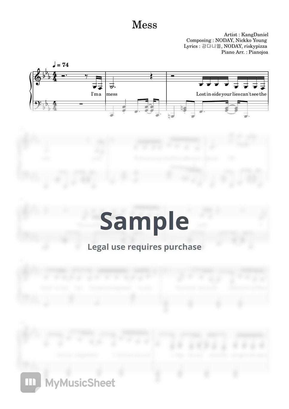 Kangdaniel - Mess Sheets by Pianojoa