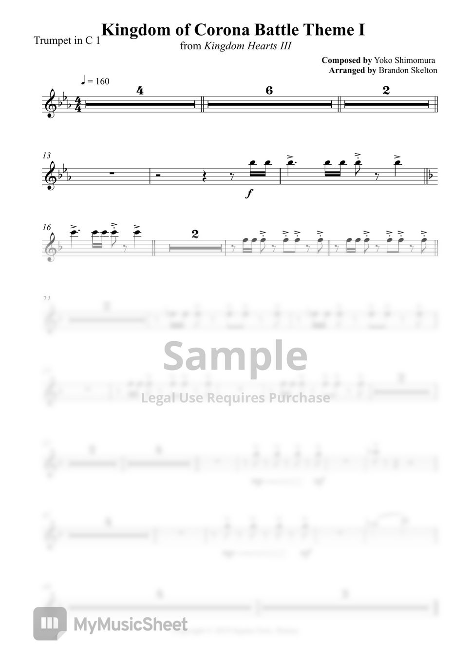 Kingdom Hearts III - Kingdom of Corona Battle Theme I (Parts) Sheets by ...
