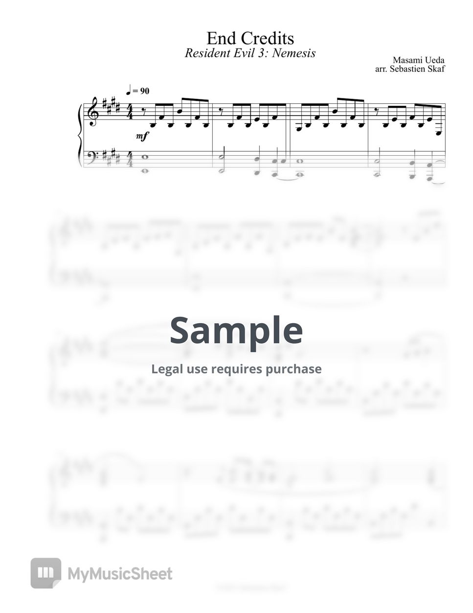 Resident Evil 3: Nemesis - Staff & Credits 樂譜 by Sebastien Skaf