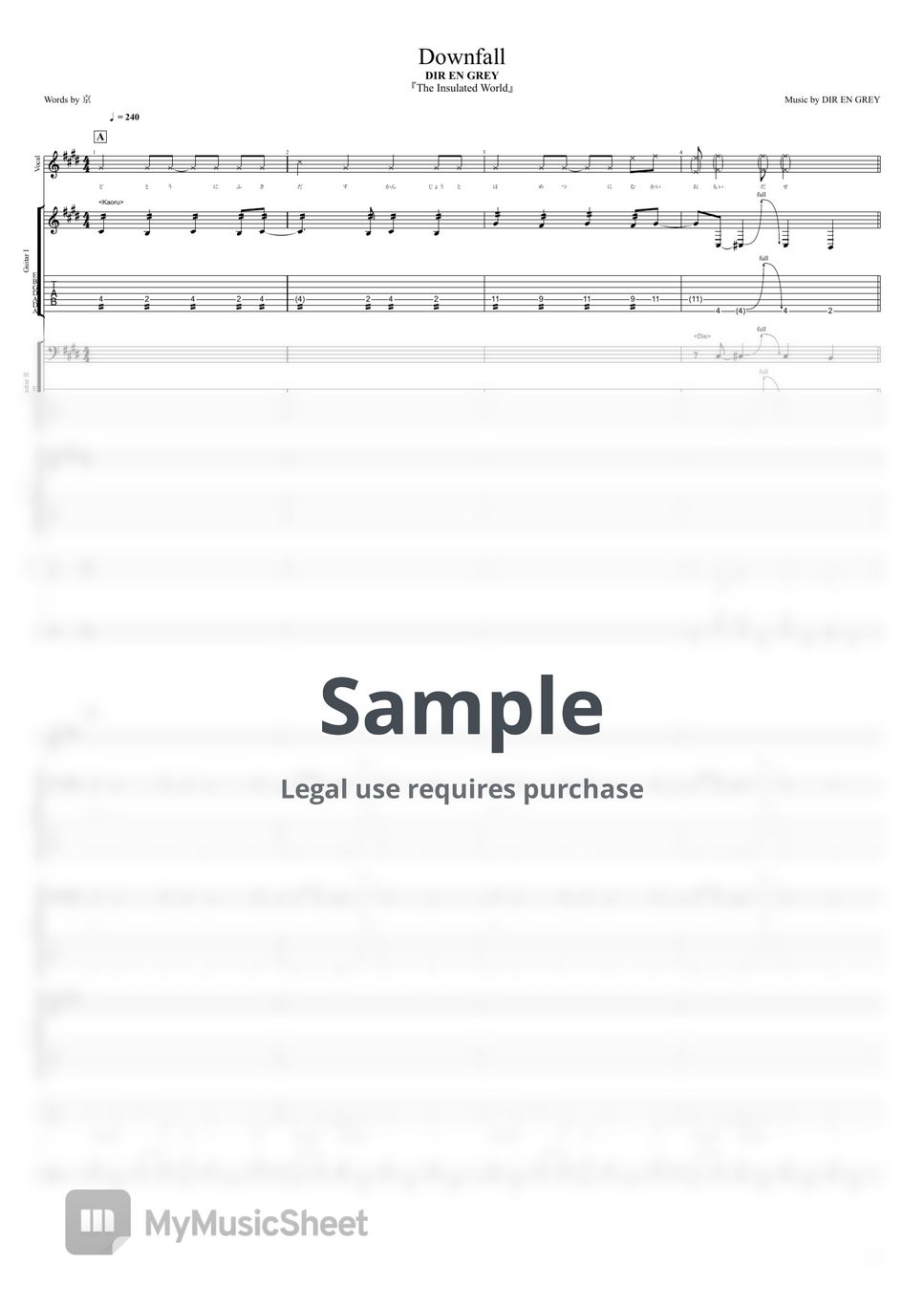 DIR EN GREY - Downfall Tab + 1staff by RPG96