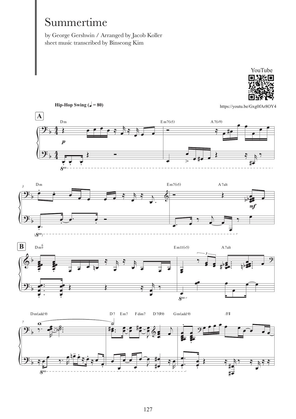 George Gershwin - Summertime Sheets by Jacob Koller