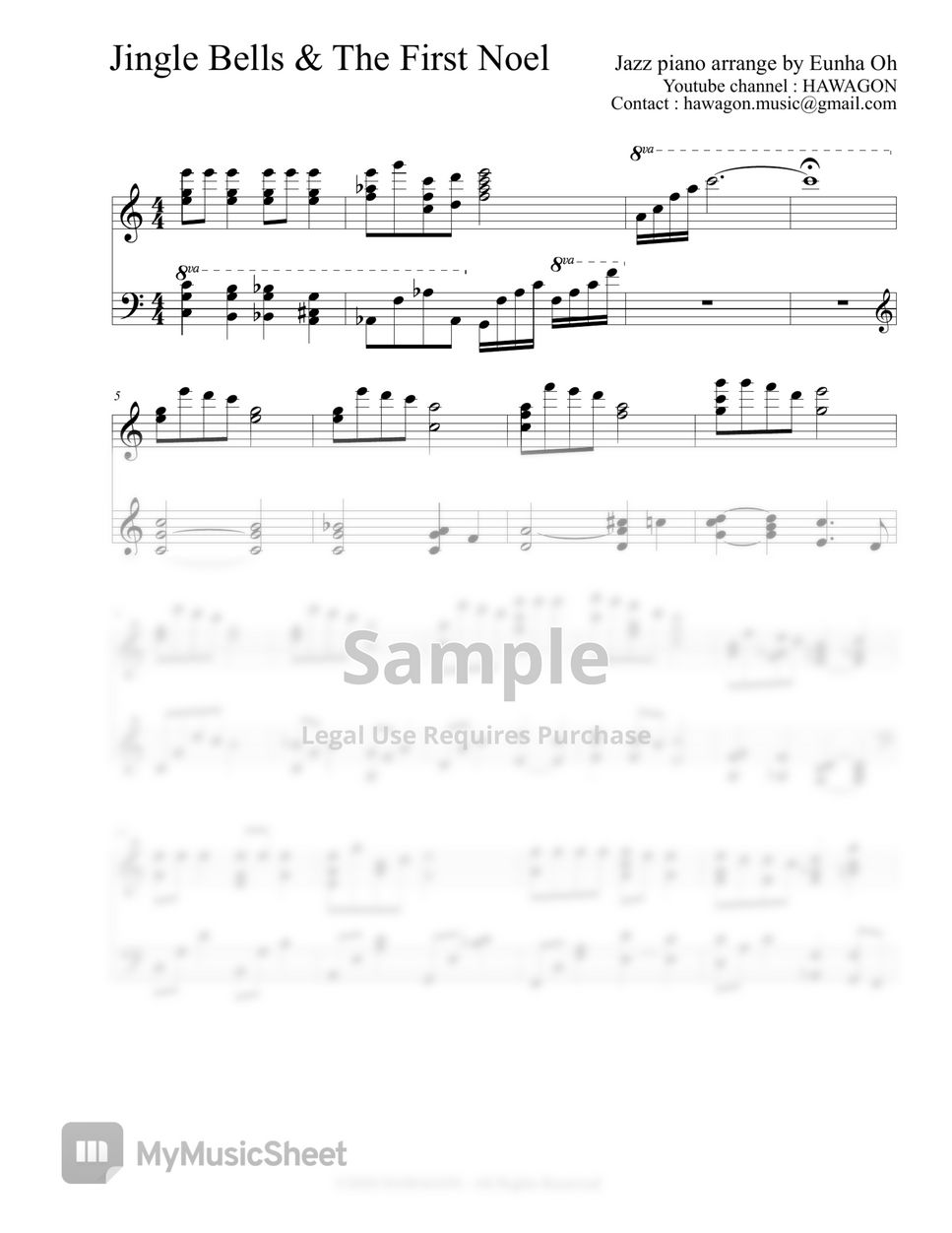 Carol - Jingle Bells & The First Noel (Jazz Piano Arrangement) Sheets ...