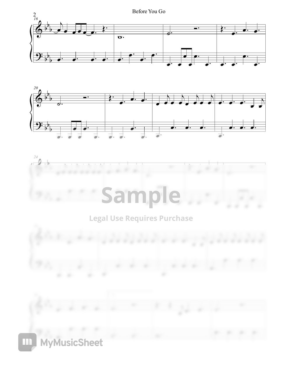 Lewis Capaldi - Before You Go (Easy Piano) Sheet Music by Betacustic