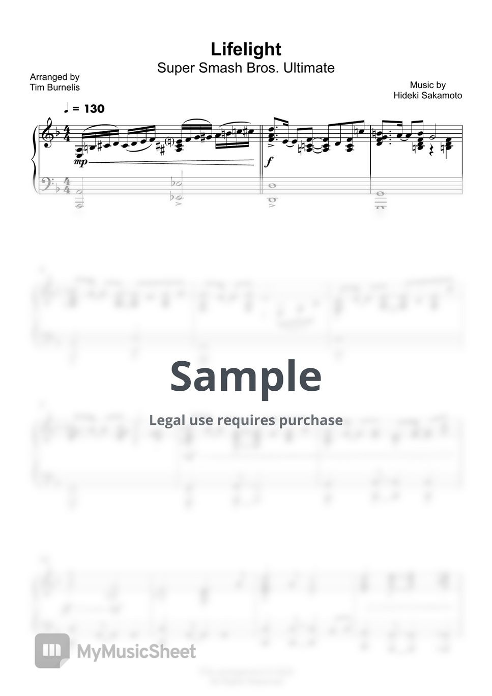 Super Smash Bros. Ultimate - Lifelight Sheet Music by Tim Burnelis