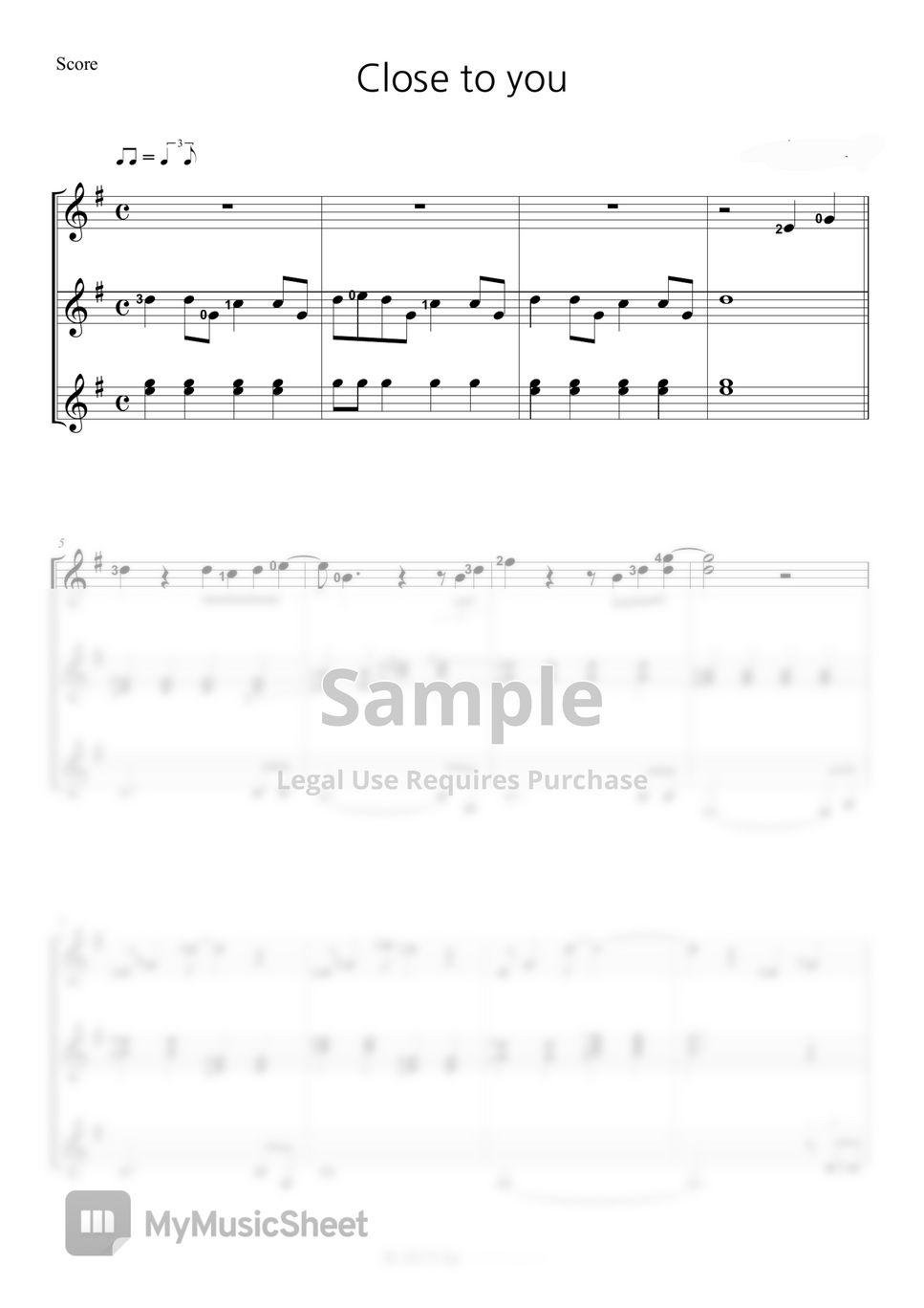 카펜터스 - Close To You 樂譜 by 레몬트리